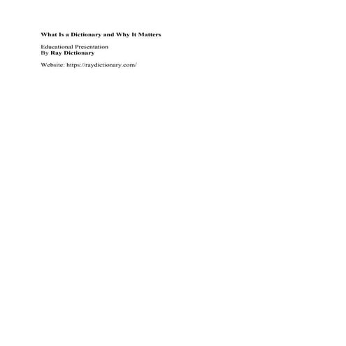 What Is a Dictionary | Importance of Online Dictionary | DOCX