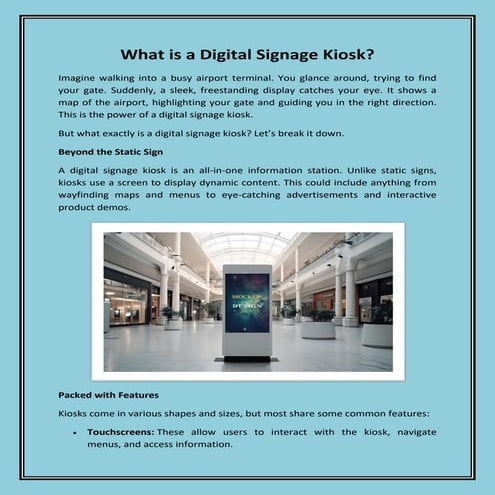 What is a Digital Signage Kiosk?What is a Digital Signage Kiosk? | PDF