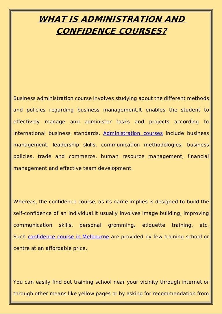 What Is Administration And Confidence Courses what-is-administration-and-confidence-courses