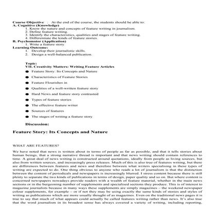 Feature Writing | PDF