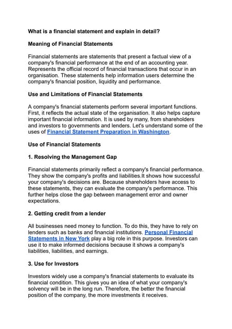 Financial Statements Guide for Small Businesses: | PDF