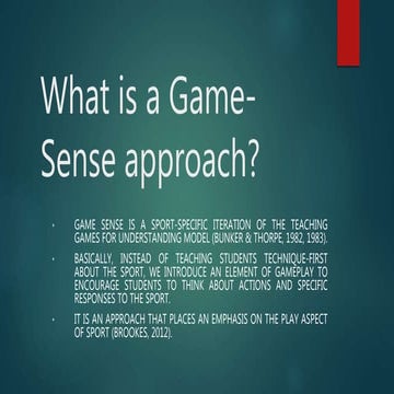 What is a game sense approach | PPT