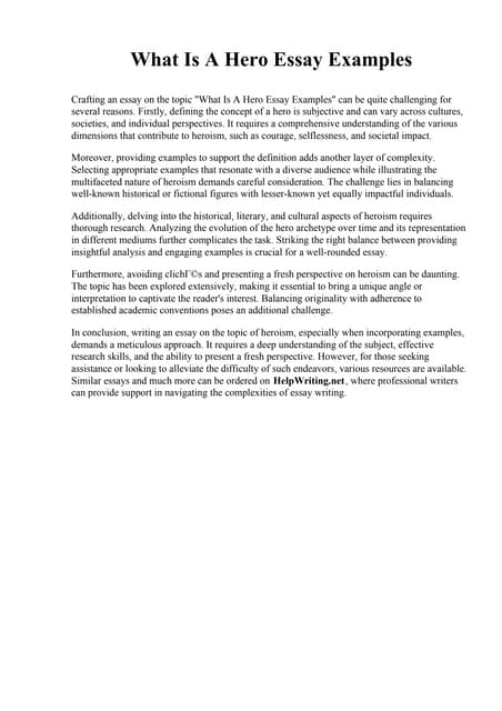 Hero Definition Essay | PDF