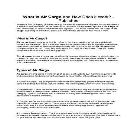 What is Air Cargo and How Does it Work? - Published | PDF