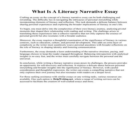 What Is A Literacy Narrative Essay | PDF