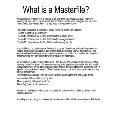 What is a masterfile? | PPT