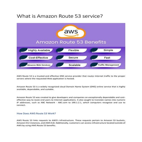 How Does AWS Route 53 Work and benefits? | PDF