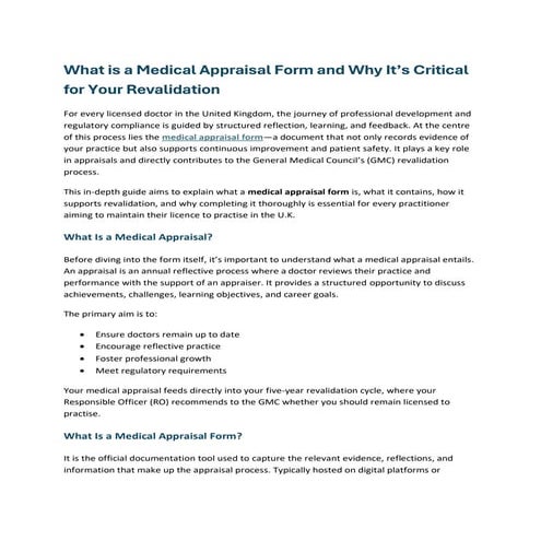 What is a Medical Appraisal Form and Why It’s Critical for Your Revalidation.pdf