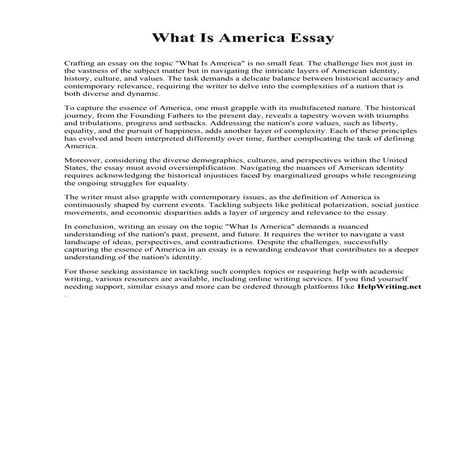 What Is America Essay. Westmoreland County Community College | PDF