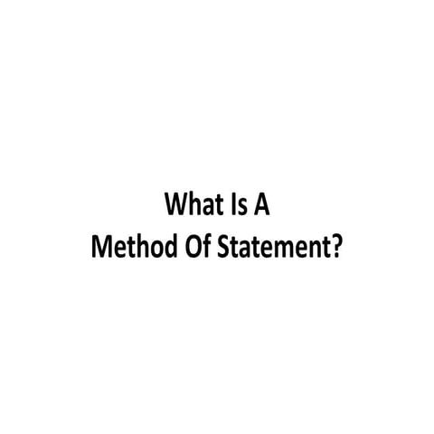 What is a method of statement | PDF