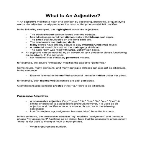 What is an adjective | DOCX
