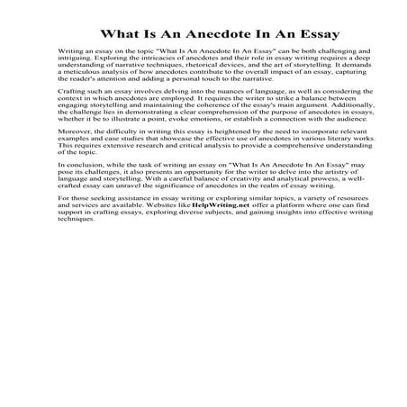 What Is An Anecdote In An Essay | PDF