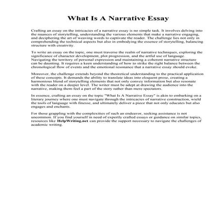 What Is A Narrative Essay. Agnes Scott College | PDF