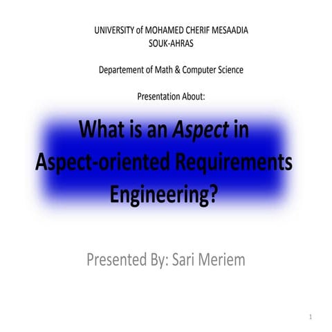 What Is An Aspect In Aspect Oriented Requirements Engineering Ppt