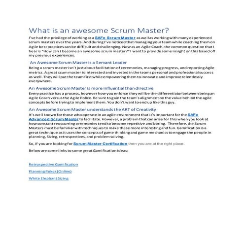 SAFe Scrum Master Certification | PDF