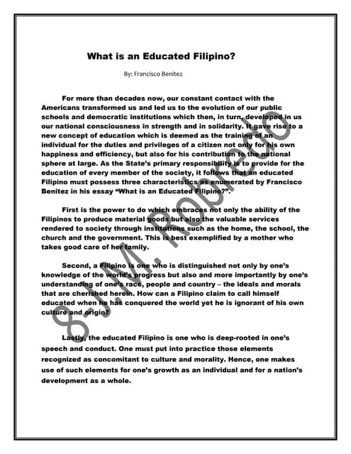 What is an educated Filipino? | PPTX | Education