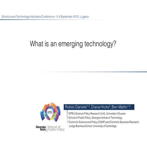 What is an emerging technology? - 2015 Science and Technology ...