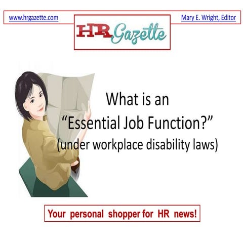What is an "Essential Job Function" (under workplace disability laws ...