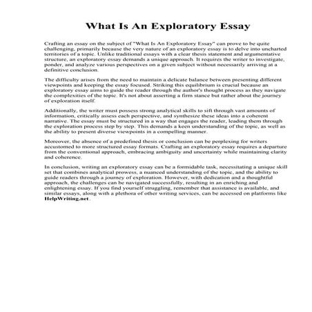 What Is An Exploratory Essay. St. John's College of Nursing | PDF