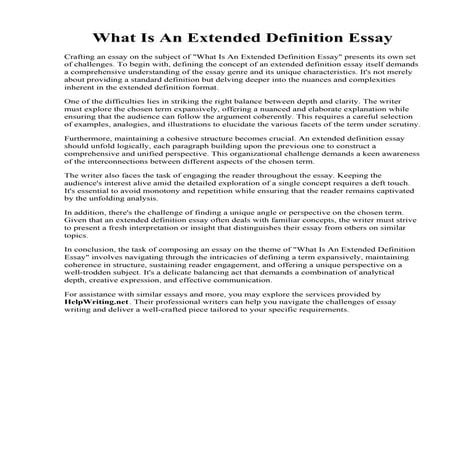 What Is An Extended Definition Essay | PDF | Injuries | Diseases and ...