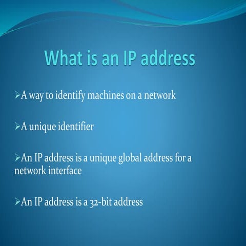 What is an IP address an IP address is a unique global address for a ...
