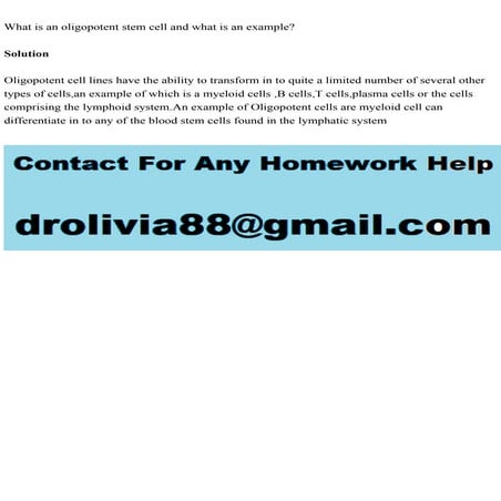 What is an oligopotent stem cell and what is an exampleSolution.pdf