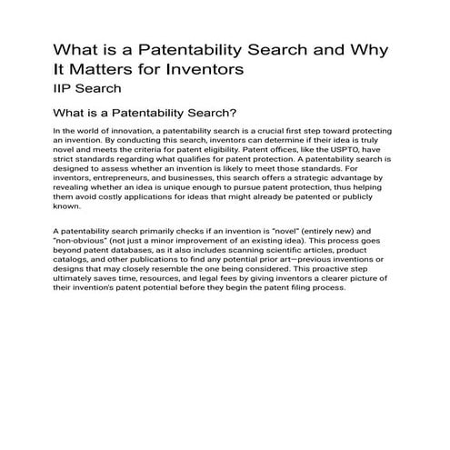 What is a Patentability Search and Why It Matters for Inventors | IIP ...