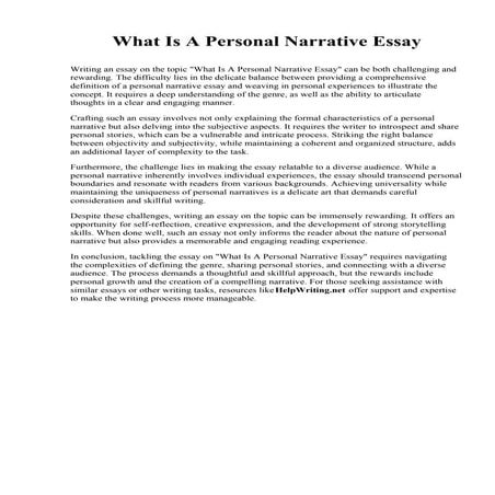 What Is A Personal Narrative Essay. Thomas More University | PDF