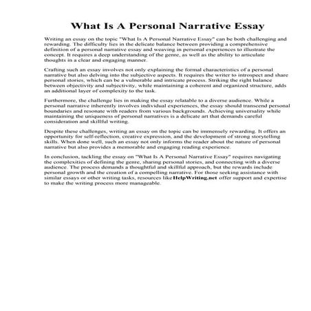 What Is A Personal Narrative Essay | PDF