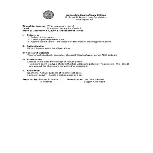 What Is A Picture Poem 2 | DOC