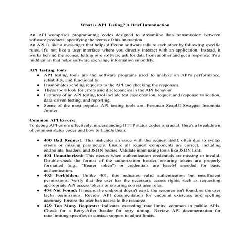 What is API Testing? A Brief Introduction | PDF
