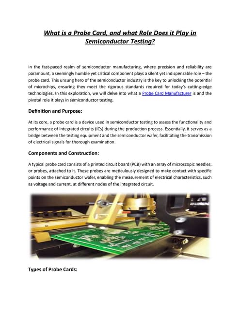 The Precision Behind Probe Card Manufacturing Navigating the ...