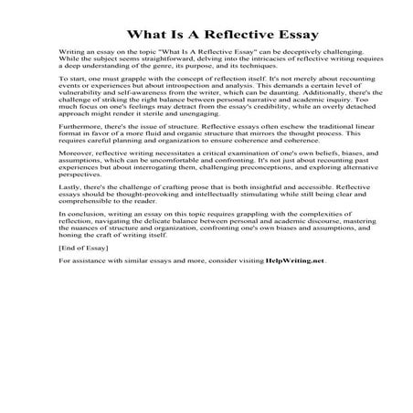 What Is A Reflective Essay | PDF