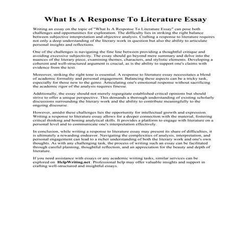 What Is A Response To Literature Essay.pdf | Chemistry | Science