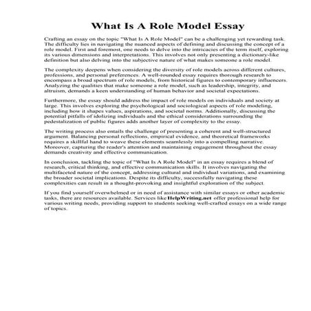 What Is A Role Model Essay | PDF