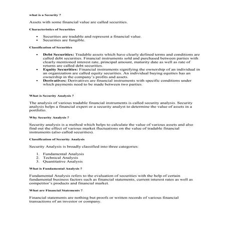 KNOWLEDGE OF SECURITY MARKET | PDF