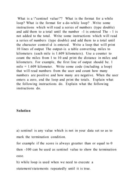 What Is A Sentinel Value What Is The Format For A While Loop Wdocx 5208