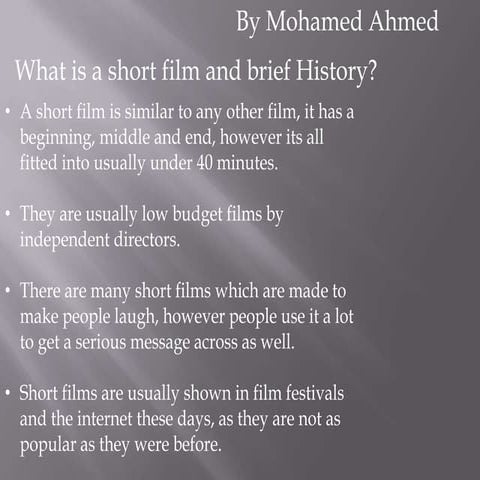 What is a short film and brief history | PPTX