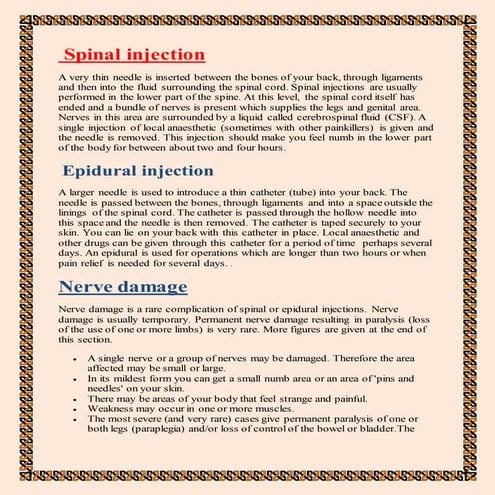 What is a spinal injection | DOCX | First Aid | Injuries