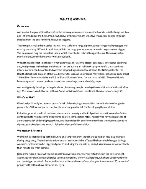 Asthma Essay | PDF