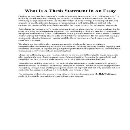 What Is A Thesis Statement In An Essay | PDF