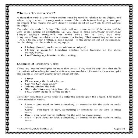 What is a transitive verb | DOCX