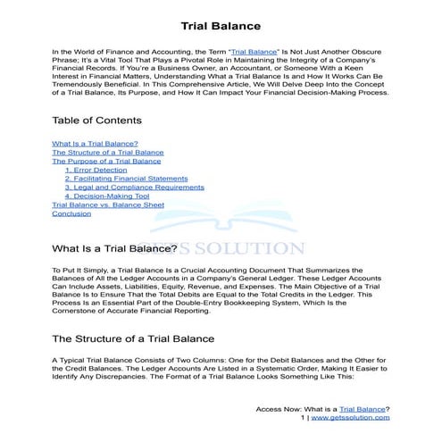 What Is a Trial Balance? | PDF