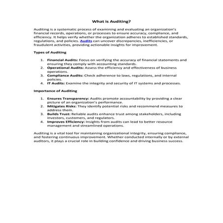 What Is Auditing and Why Does It Matter for Your Business? 🤔💼 | PDF