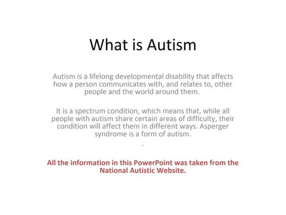 Autism | PPTX | Brain and Nervous System Disorders | Diseases and ...