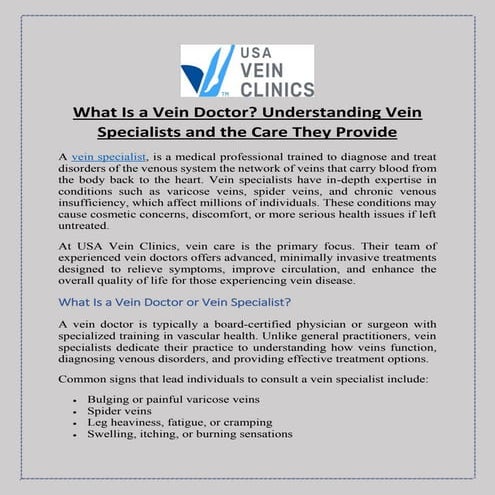 What Is a Vein Doctor? Understanding Vein Specialists and the Care They ...