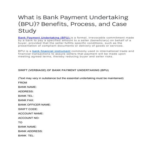 What is Bank Payment Undertaking (BPU)? Benefits, Process, and Case ...