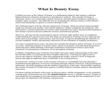What Is Beauty Essay. Maryland Bible College and Seminary | PDF