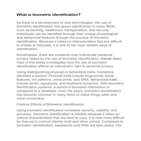 Biometrics Pros & cons | PPTX