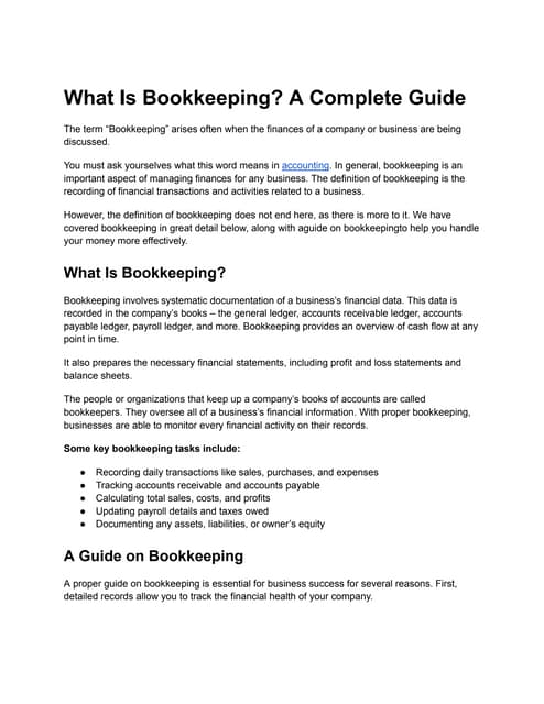 Basic Bookkeeping for You | PDF